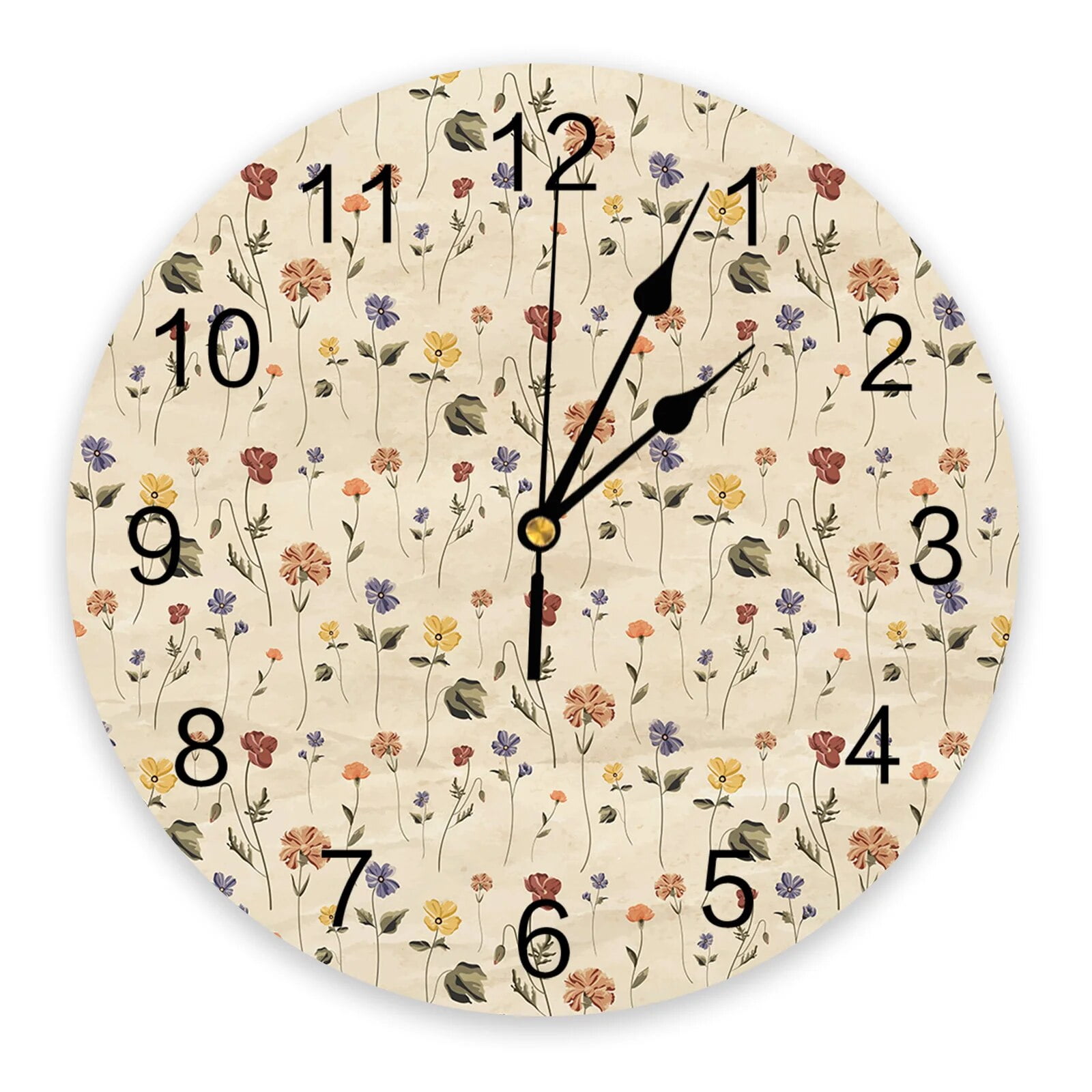Retro Floral Wildflowers Clocks Wall Home Decor Modern Kitchen Room ...