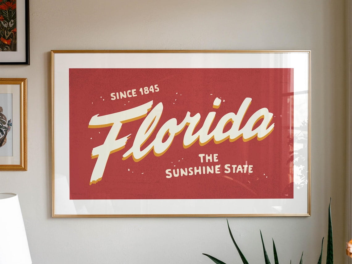 Retro Florida Art Print Sunshine State Florida Poster Florida Wall Art ...