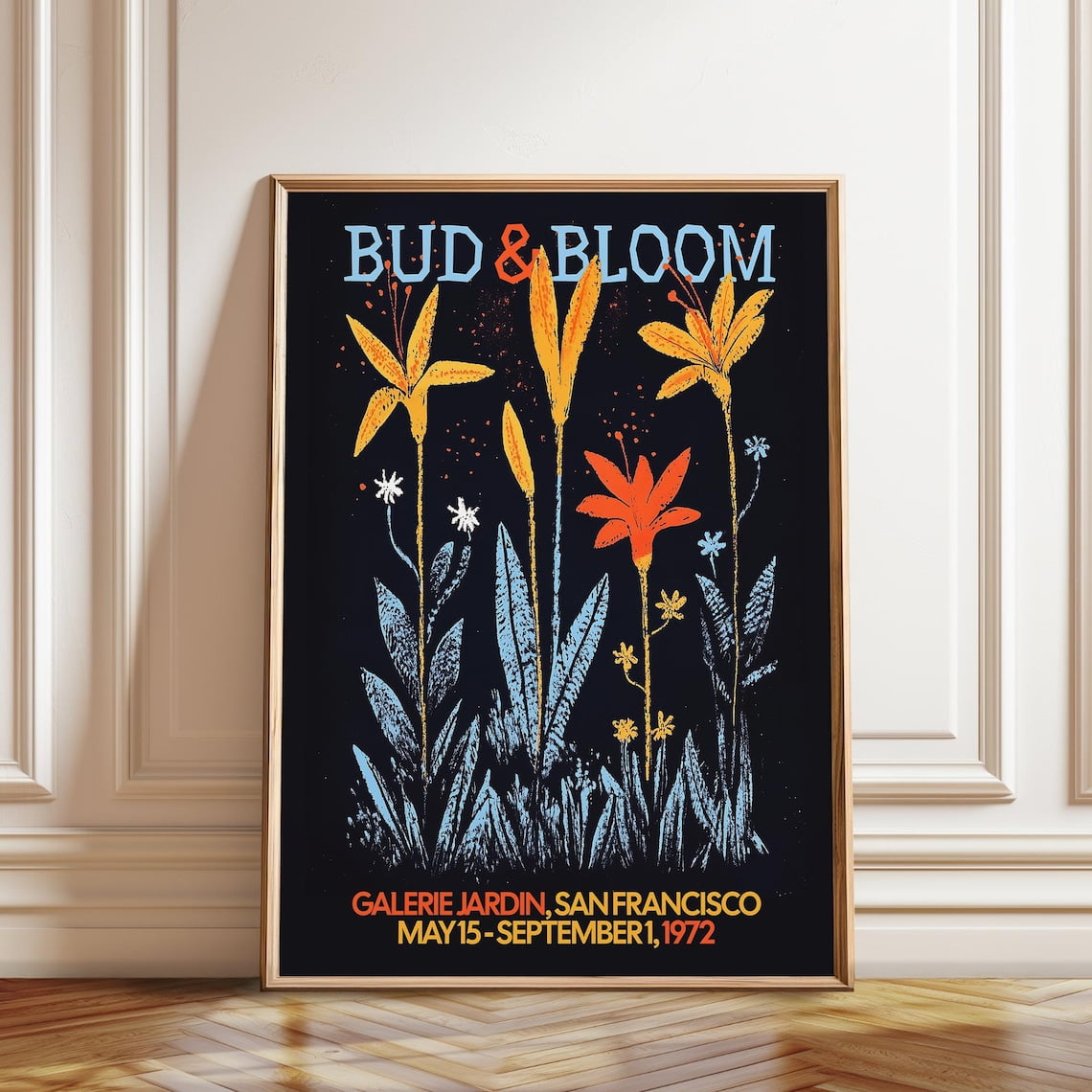 Retro Flower Art Print - Botanical Artwork Poster - Bud & Bloom ...