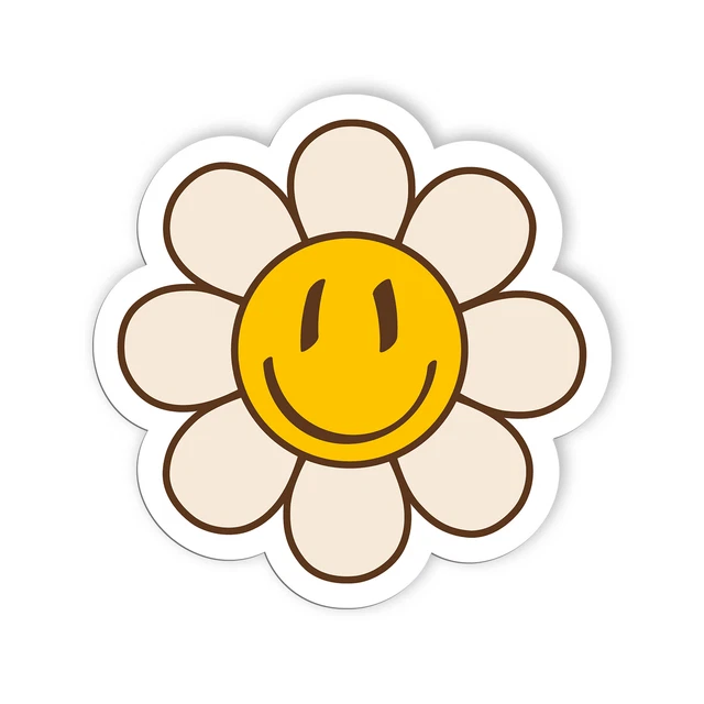 Retro Flower Face Sticker Groovy Hippie Stickers Phone Decal Water ...