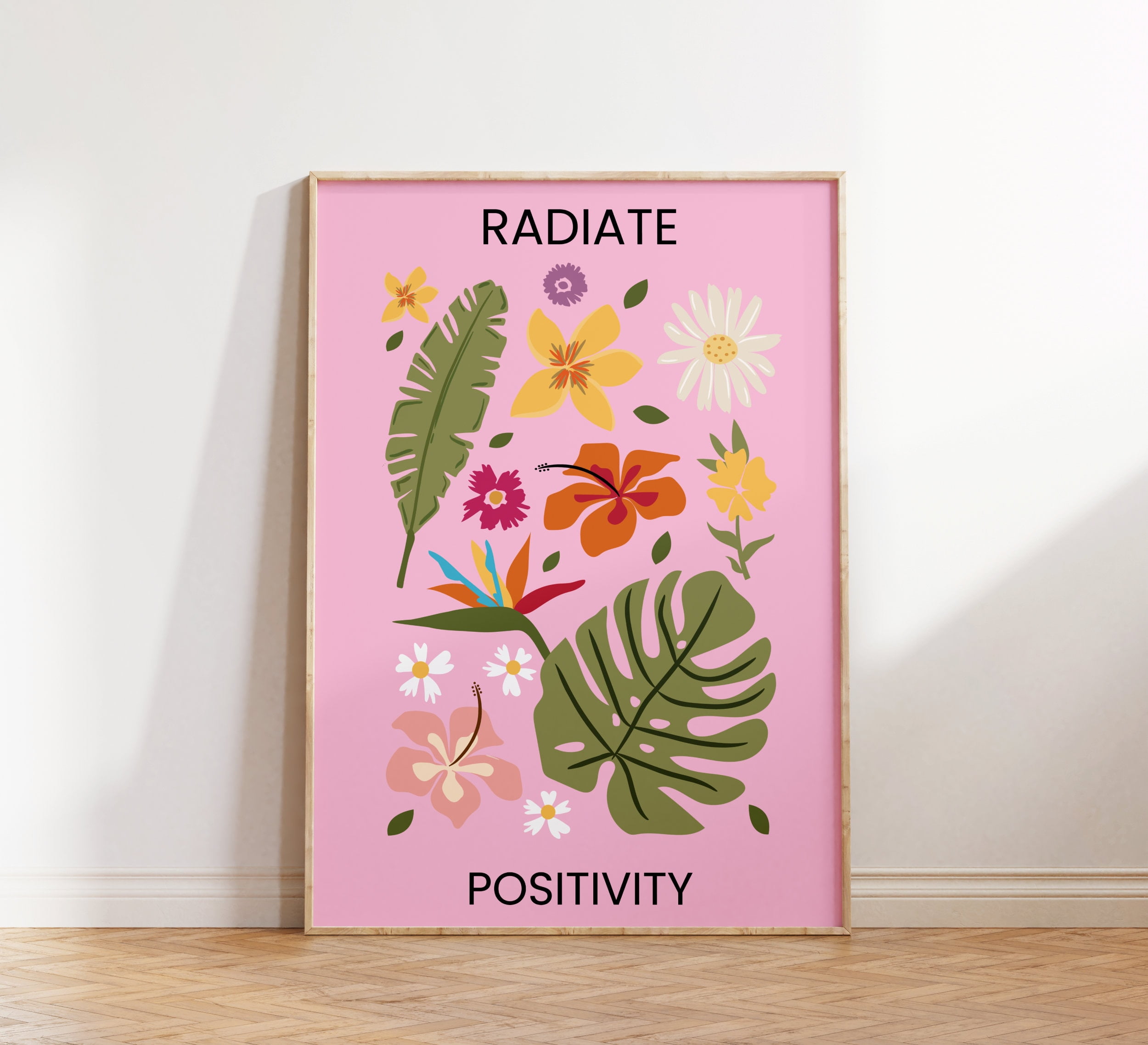 Retro Flower Gallery Print, Positive quote print, Plant Leave Print ...