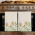 Retro Flower Kitchen Towels Set of 2, Daisy Floral Country Garden Plant ...