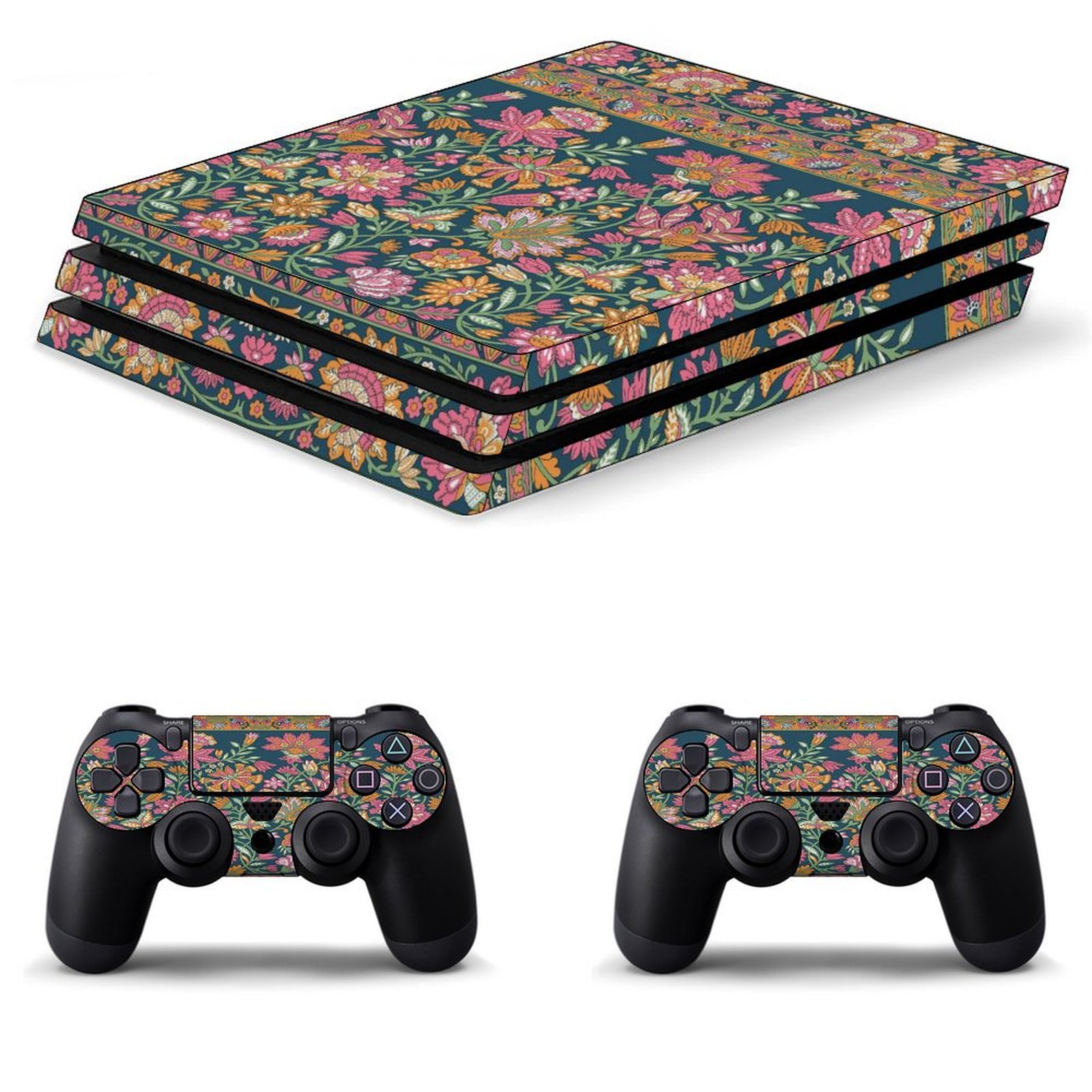 Retro Flower PS4/PS4 Pro/PS4 Slim Skin Sticker For Console And ...