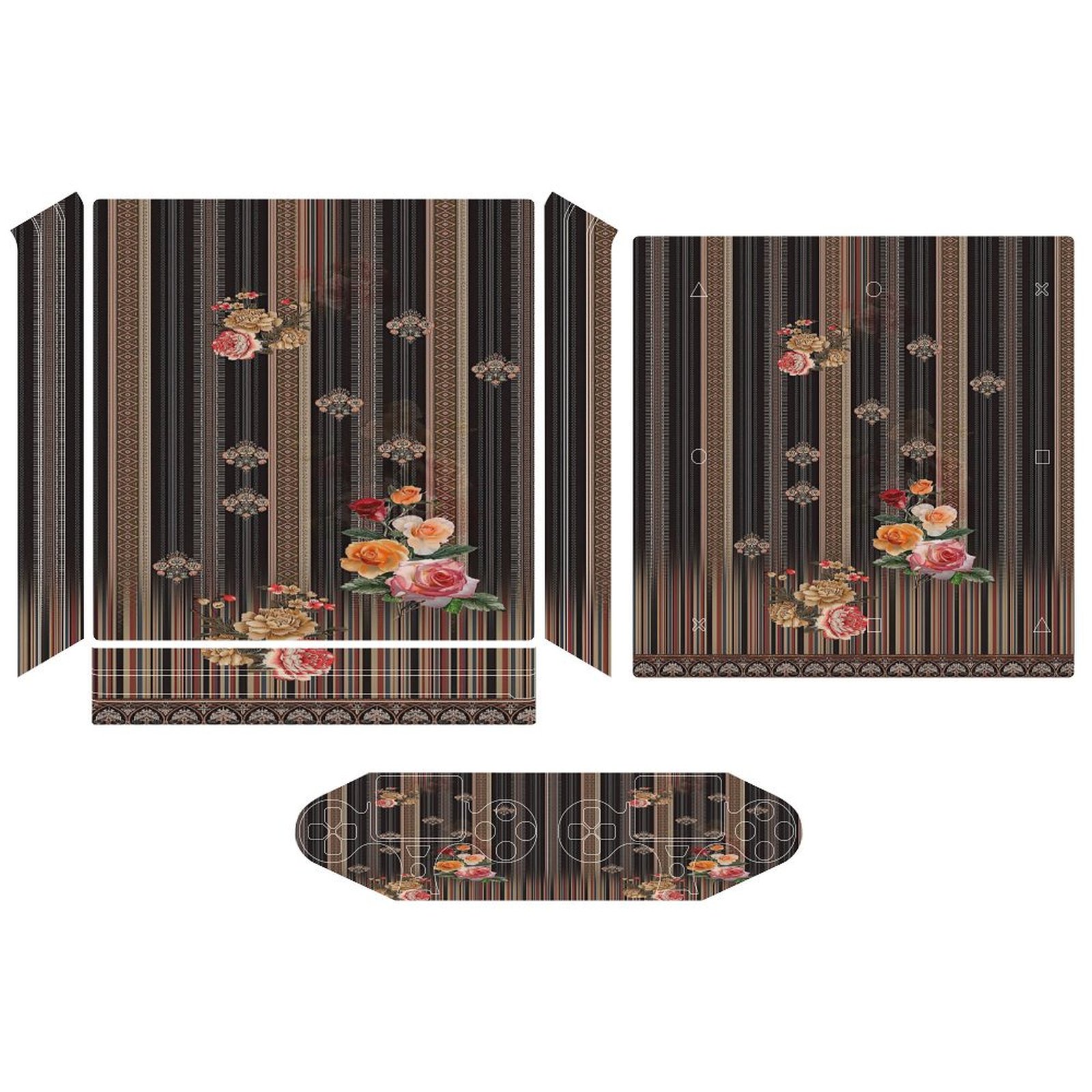 Retro Flower PS4 Pro/PS4 Slim Skin Sticker For Console And Controller ...