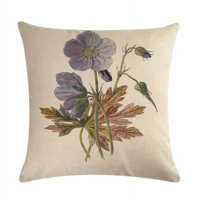 Retro Flower Patterns Cushion Cover Hydrangea Violet Poppy flower Pansy ...