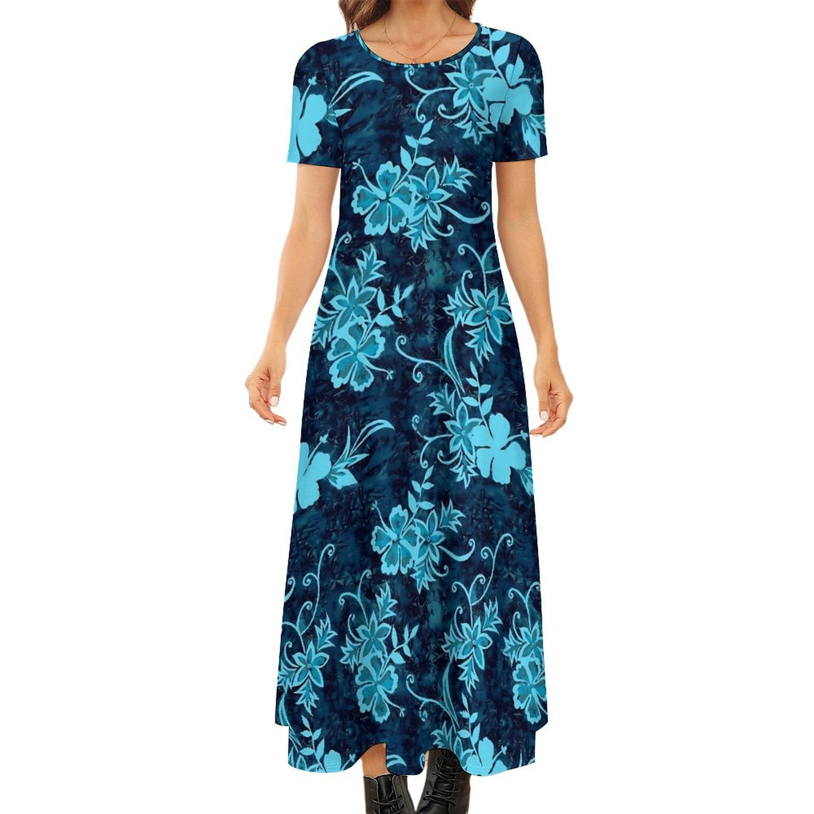 Retro Flower Power Dress Daisies Print Party Maxi Dress Short Sleeve ...