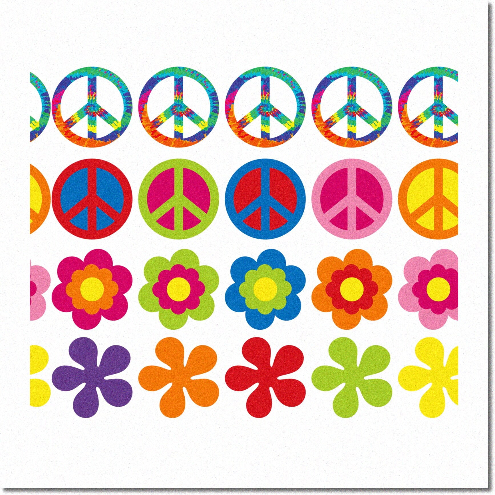 Retro Flower Power Party Cutouts - 40 Groovy Peace Sign & Point Dot ...