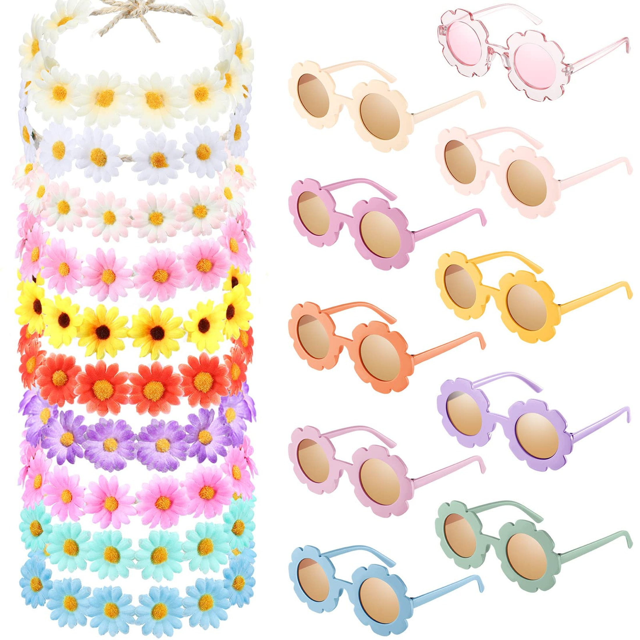 Retro Flower Power Party Pack - Groovy Sungles, Headbands, & Daisy ...