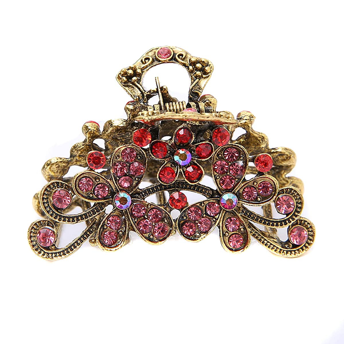 Retro Flowers Hair Claw Clip for Women Lady Vintage Alloy Rhinestone ...