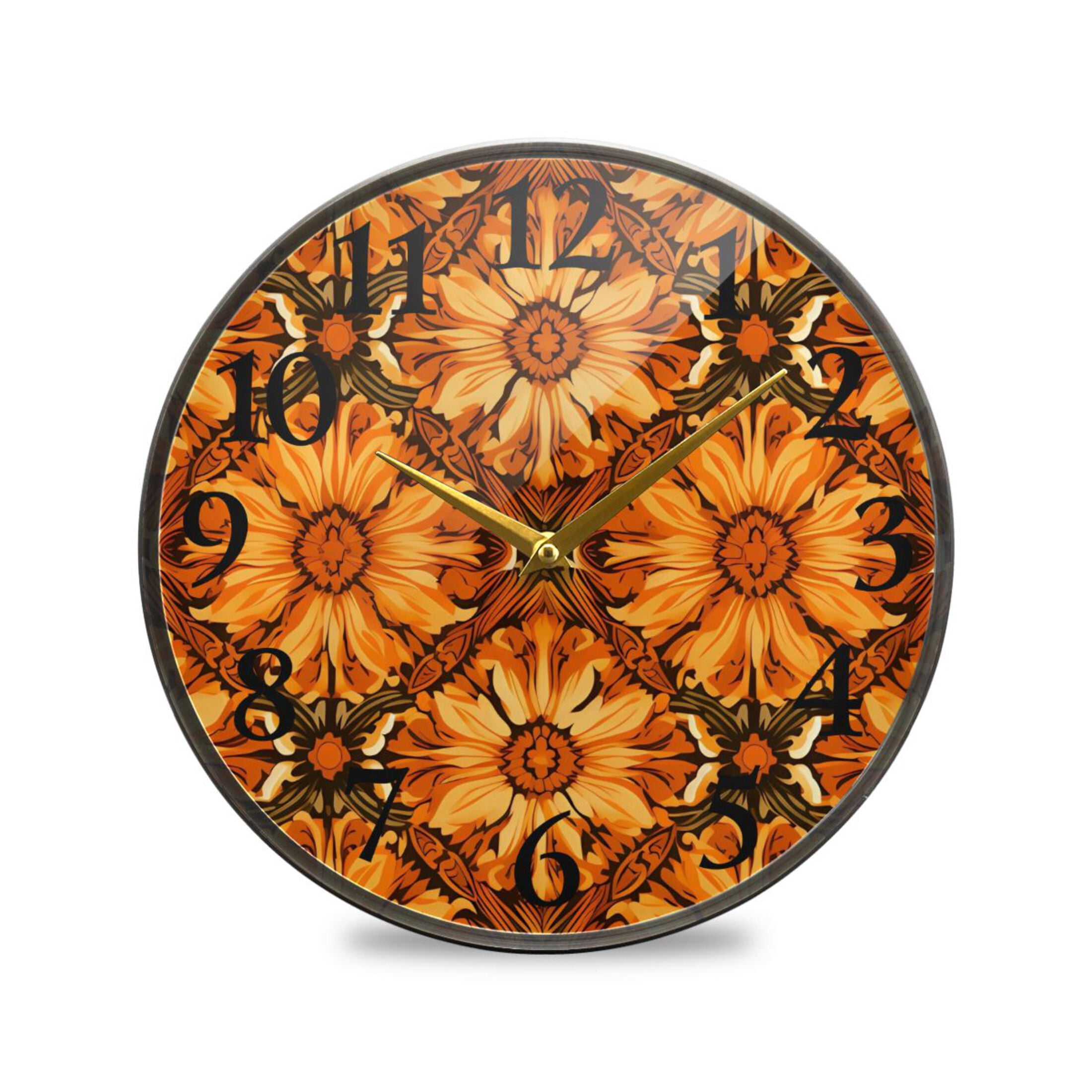 Retro Flowers Paint Wall Clocks Battery Operated 11.9 Inch Round Clock ...