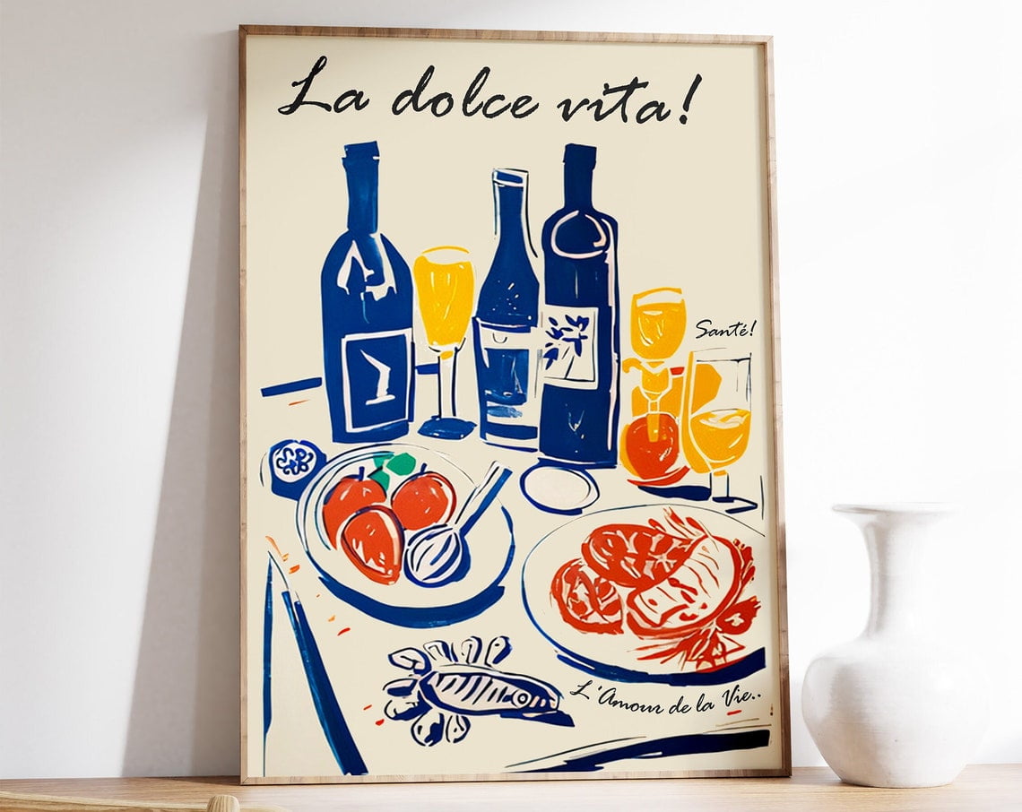 Retro Food Print, Vintage Food Art, Dinner Party Art, Kitchen Decor ...