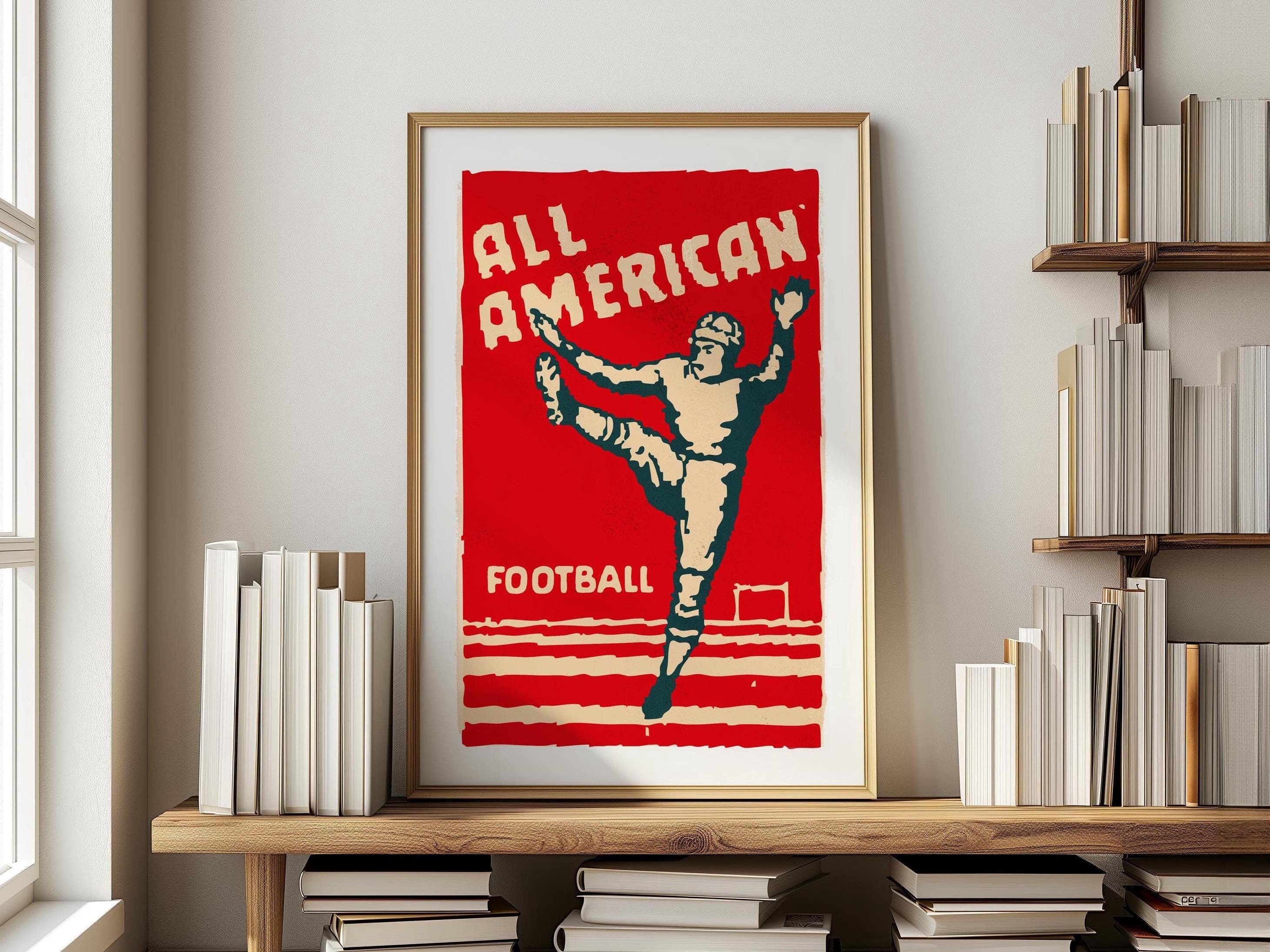 Retro Football Art – American Football Print for Vintage Sports Wall ...