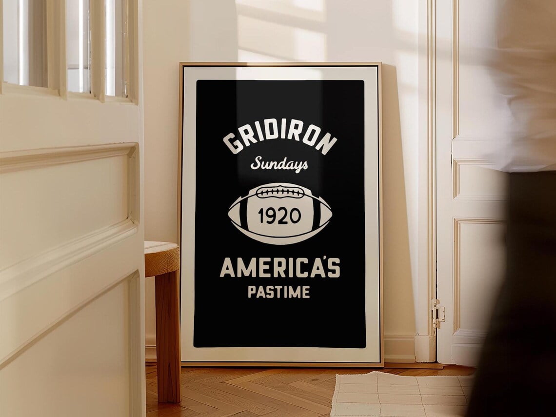 Retro Football Poster Art Sunday Football Gift For Dad Retro Football ...
