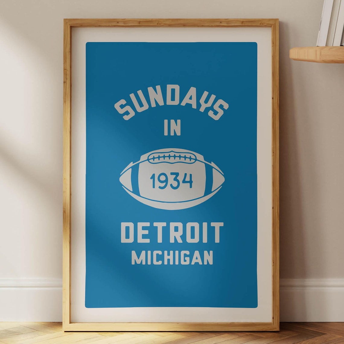 Retro Football Print Detroit Art Football Gift For Dad Detroit Michigan ...