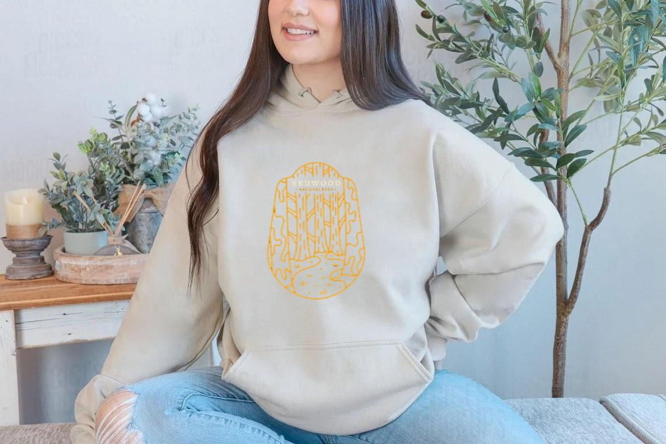 Retro Forest Trip Hoodie Redwood Park Style for Nature Fans, for men ...