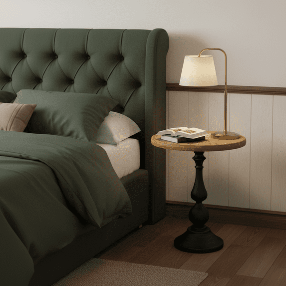 Retro French Country Round End Table, 19.9 Inch Wooden Pedestal Side ...