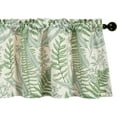 Retro French Style Kitchen Valance, Green Leaves Print Velvet Drape ...
