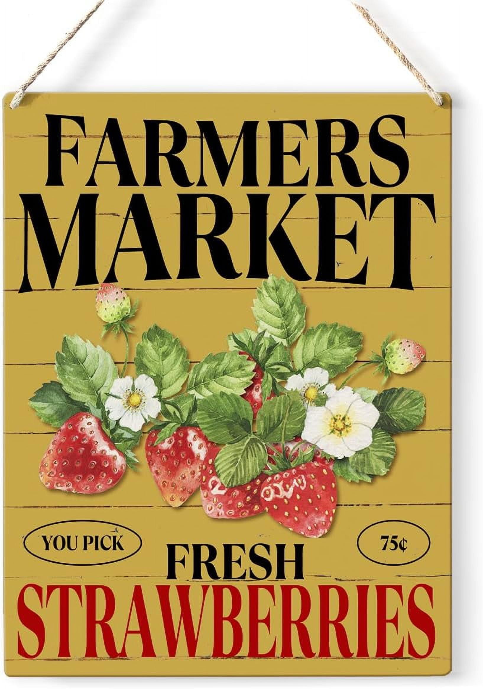 Retro Fresh Strawberries Wood Sign Summer Strawberry Wooden Signs ...