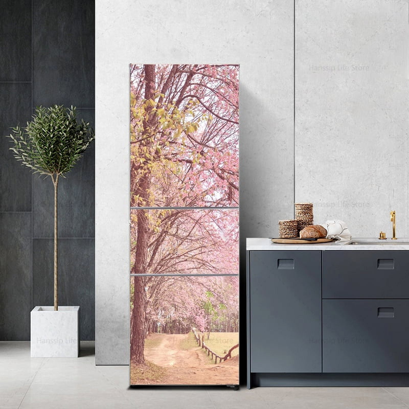 Retro Fridge Sticker Door Cover Mural Decoration Self-adhesive PVC ...