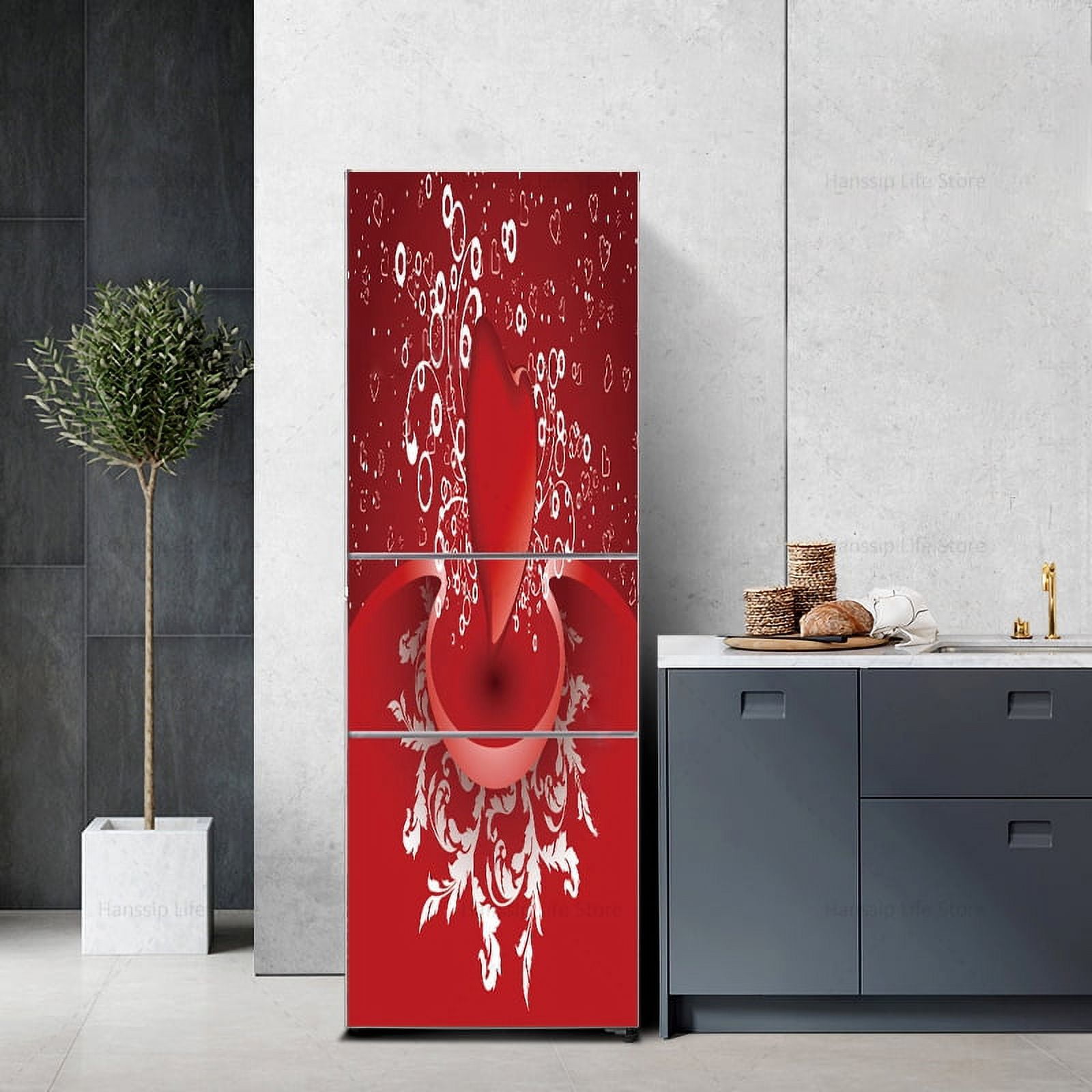 Retro Fridge Sticker Door Cover Mural Decoration Self-adhesive PVC ...