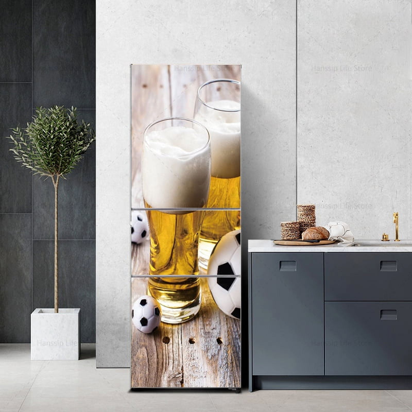 Retro Fridge Sticker Door Cover Mural ration Self-adhesive PVC ...
