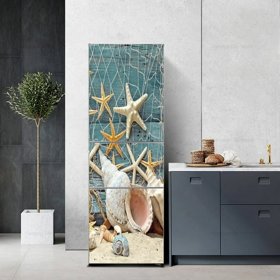 Retro Fridge Sticker Door Cover Mural ration Self-adhesive PVC ...