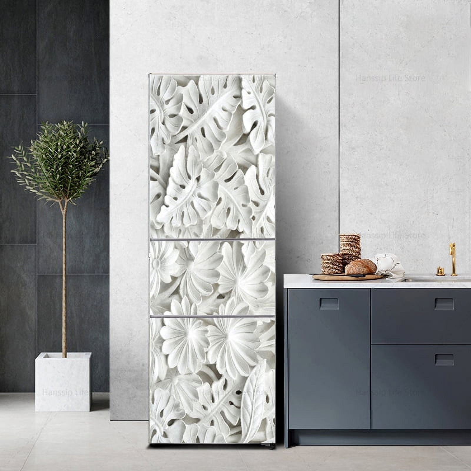 Retro Fridge Sticker Door Cover Mural ration Self-adhesive PVC ...