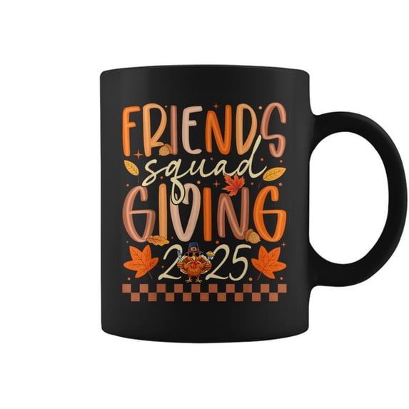 Retro Friendsgiving Squad 2025 Thanksgiving Pumpkin Floral Coffee Mugs ...