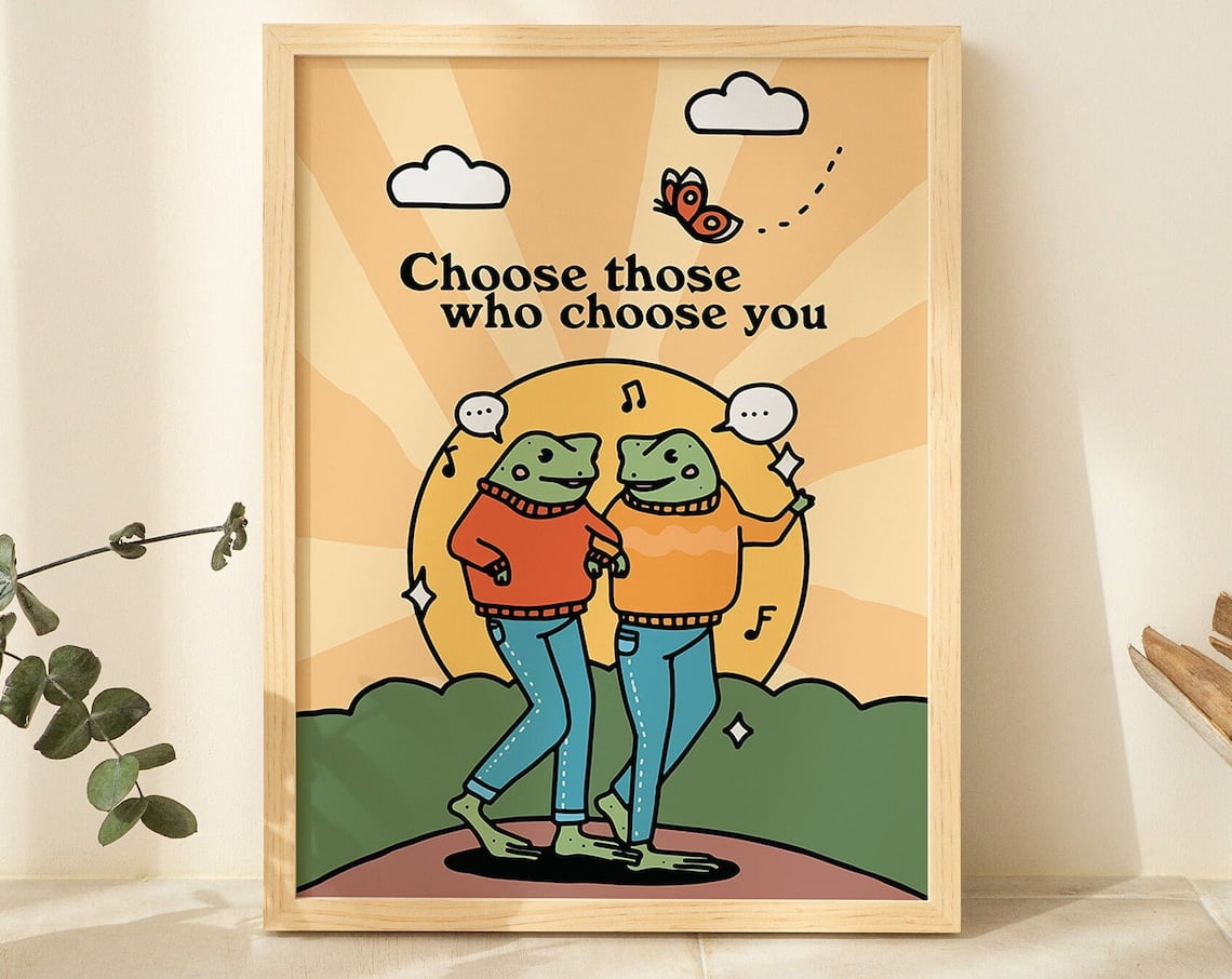Retro Frog Friendship Print, Retro Frog Poster, Cute Quote , Retro Room ...