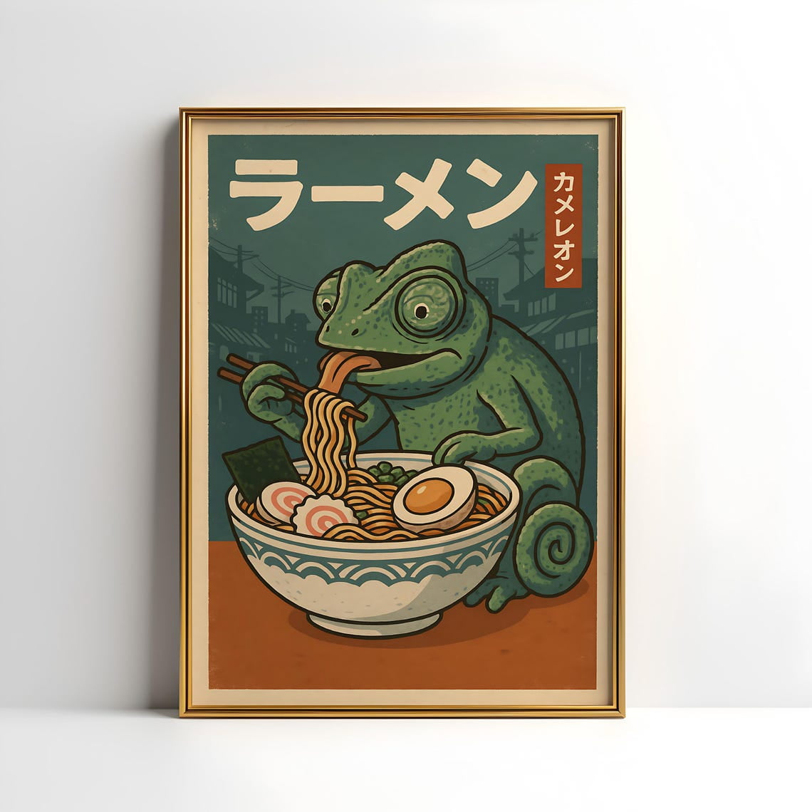 Retro Frog Ramen Poster, Quirky Japanese Kitchen Wall Art, Cute Frog ...