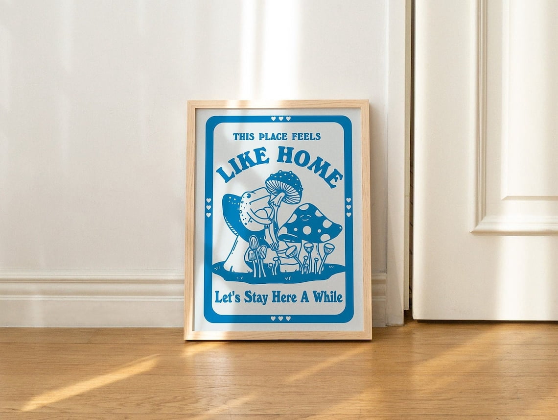 Retro Frog Vintage Illustration Quote 30S 40S 50S Blue Wall Art Print ...