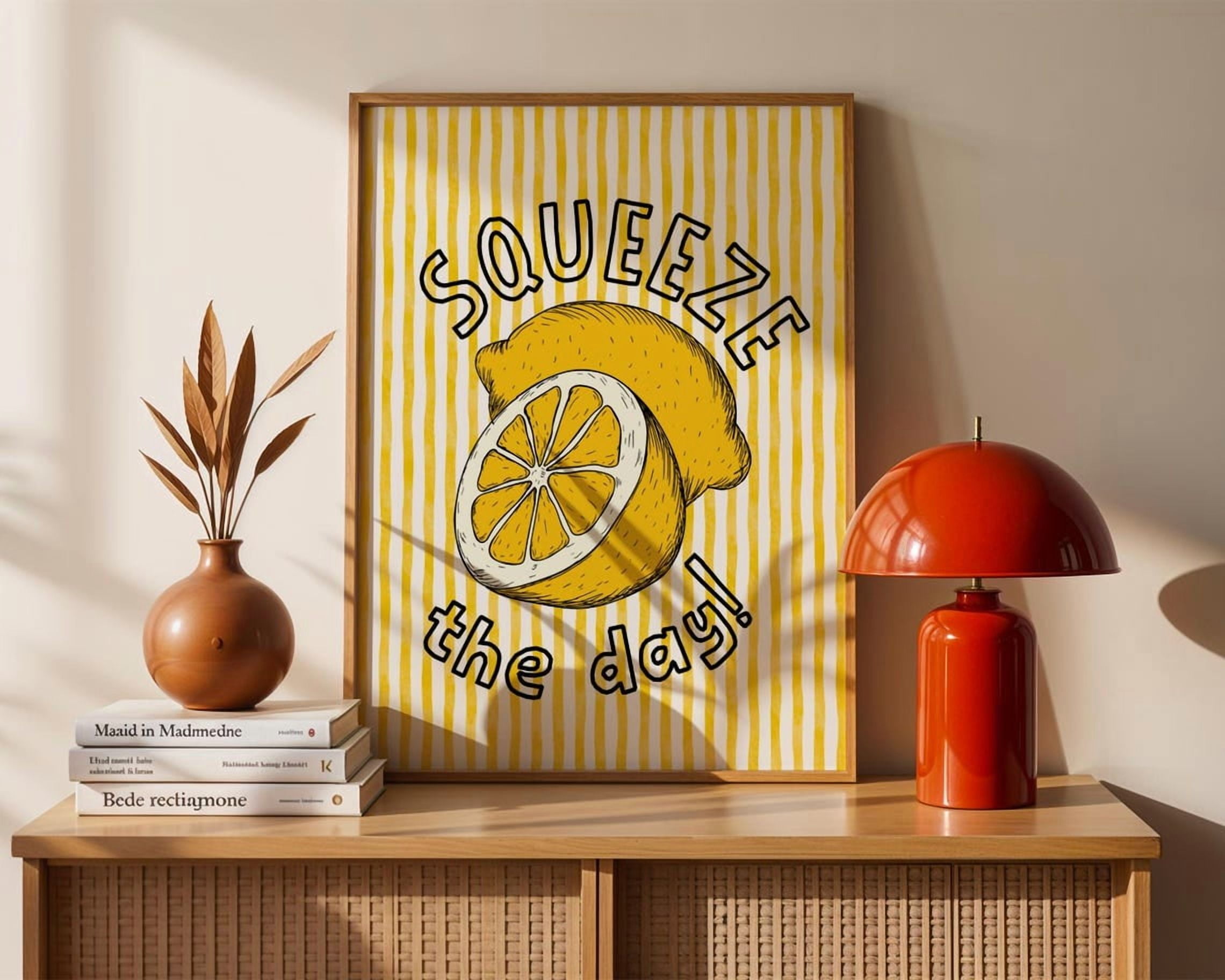 Retro Fruit Wall Art Lemon Kitchen Squeeze the Day Decor Daily Reminder ...