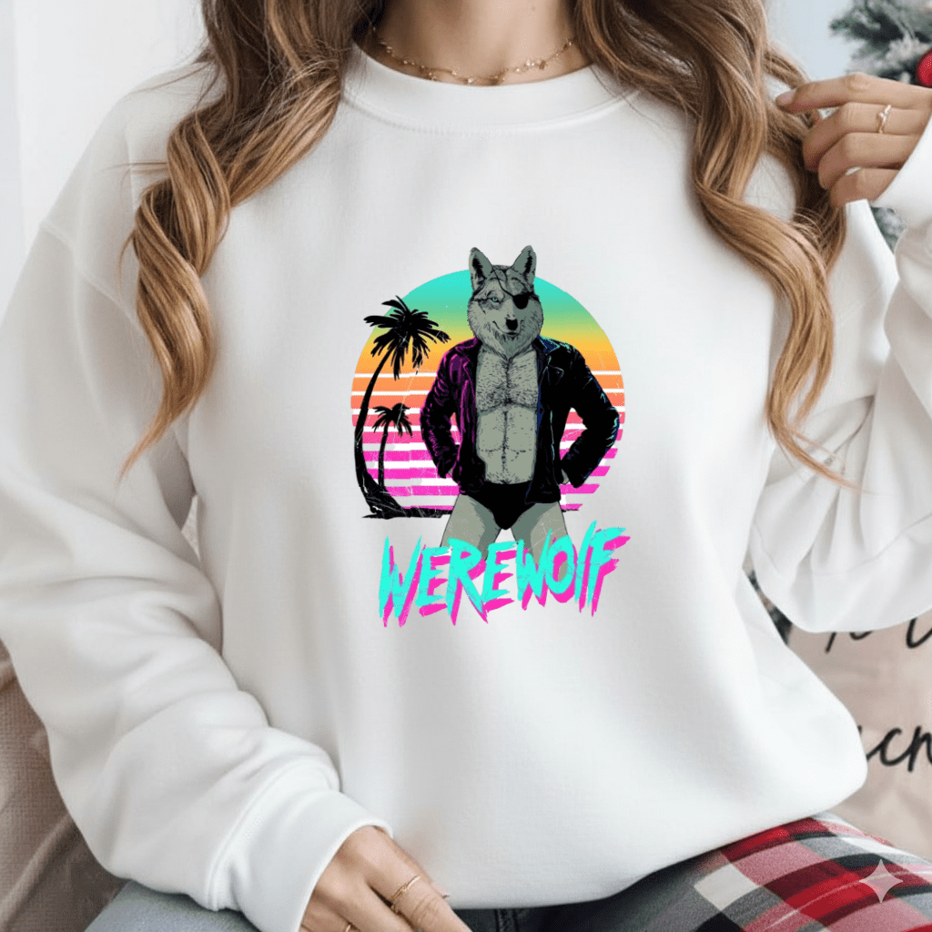 Retro Full Moon Werewolf Transformation Horror Night Art Unisex ...