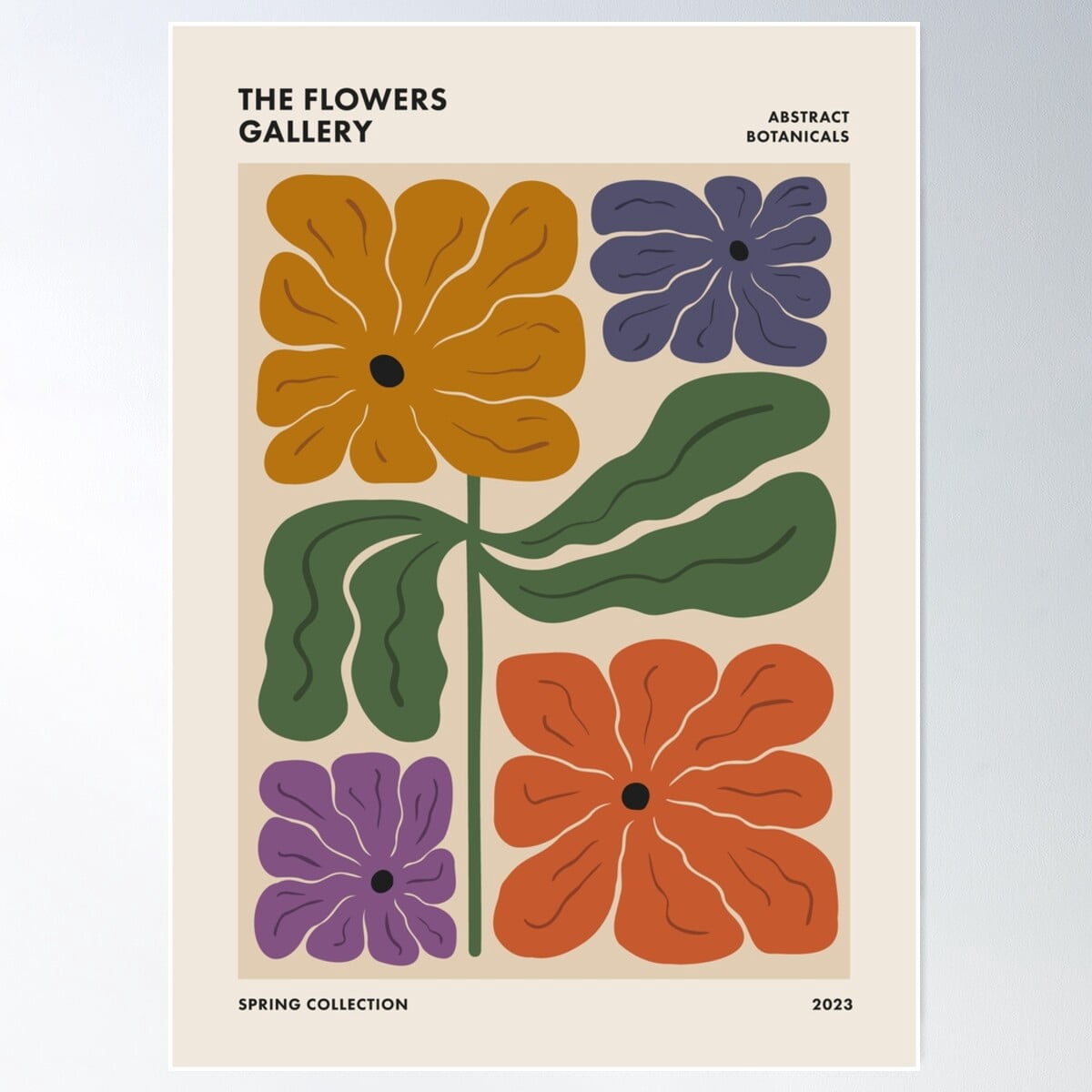 Retro Funky Flower Print, Funky Vintage Wavy Floral Art 1 Poster Wall ...