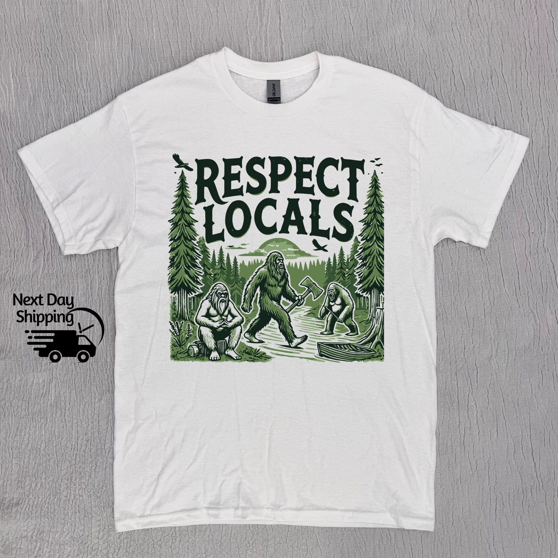 Retro Funny Big Foot Respect Locals 90s Shirt, Retro Big Foot T-Shirt ...