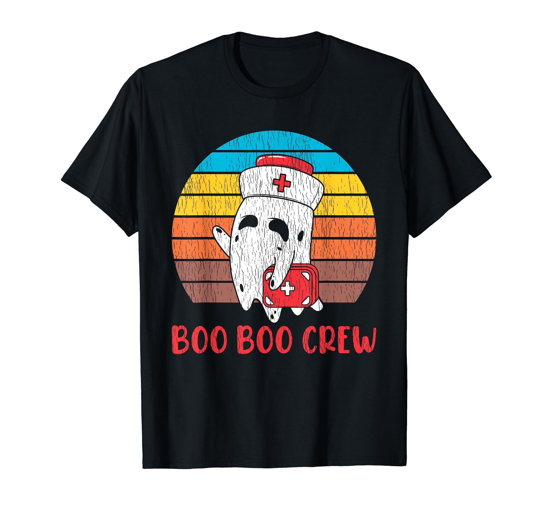 Retro Funny Boo Crew Nurse Ghost Paramedic EMT EMS Halloween T-Shirt ...