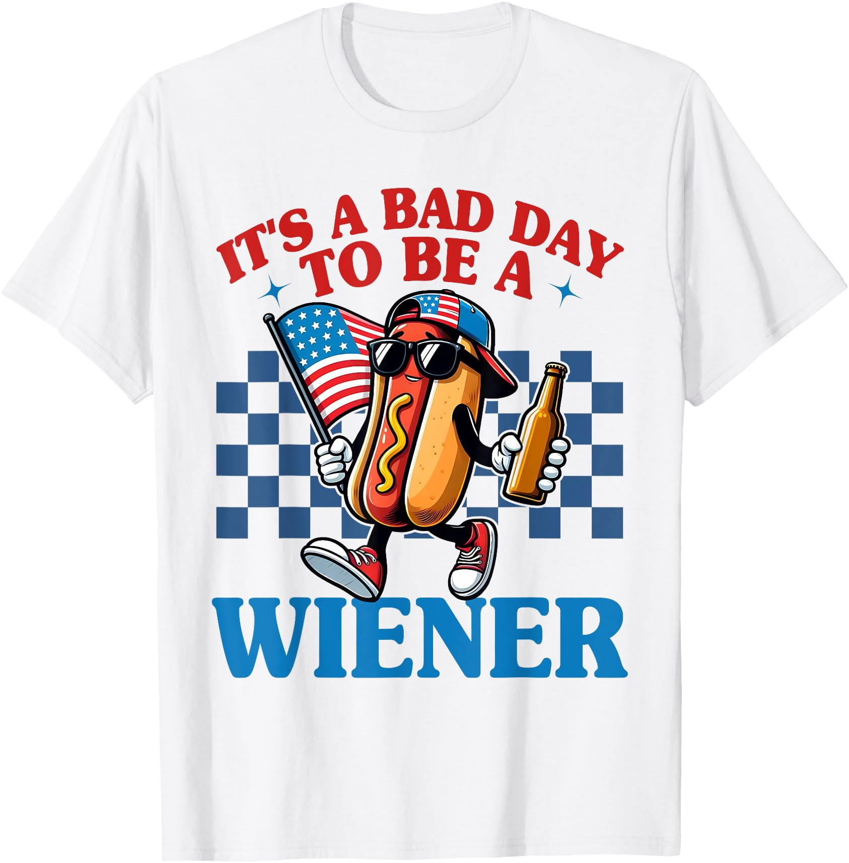 Retro Funny Its a Bad Day To Be A Wiener Hot Dog 4th Of July T-Shirt ...