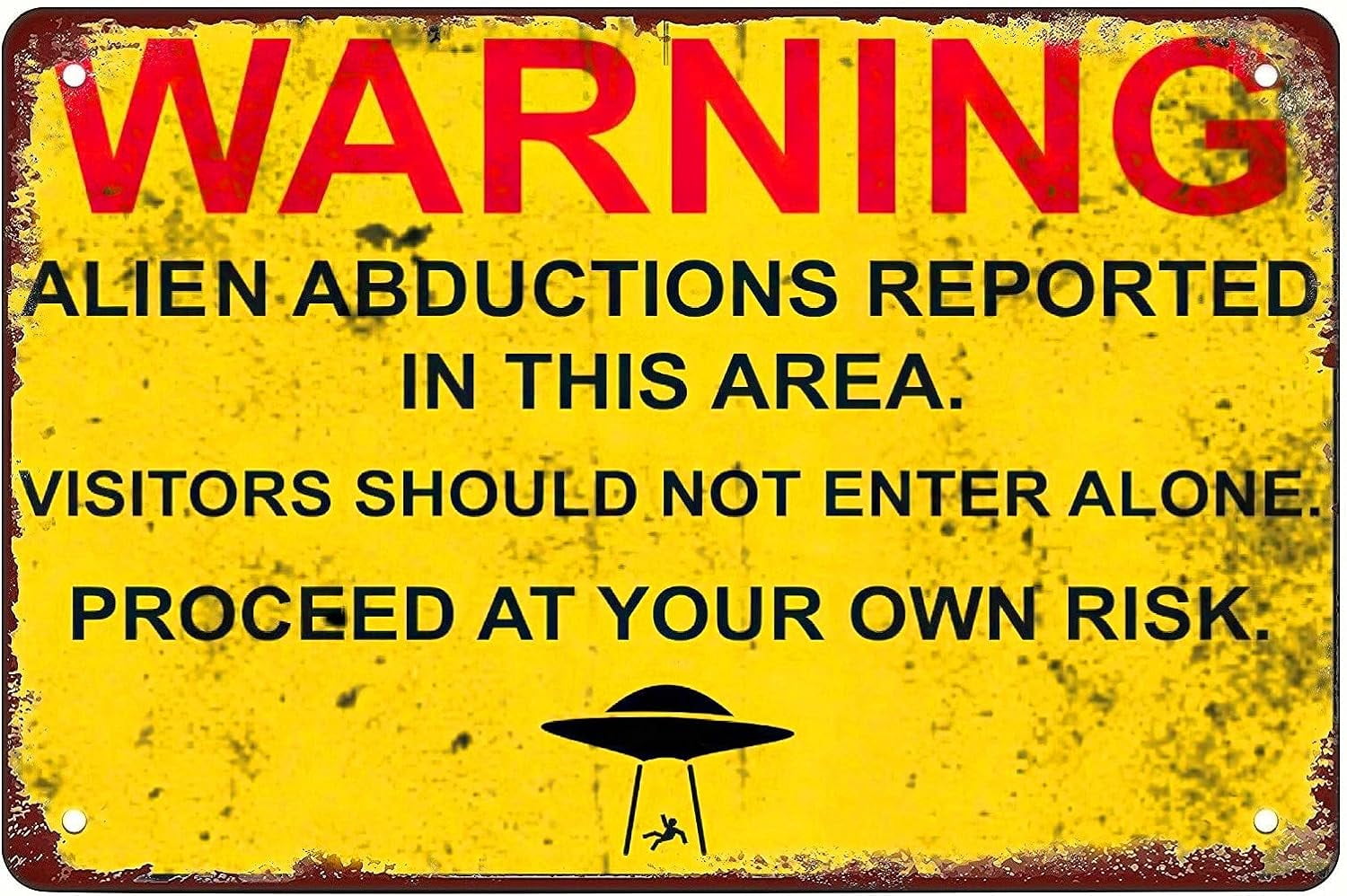 Retro Funny Metal Sign Sheet Signs Tin Sign,Area 51 Warning Alien ...