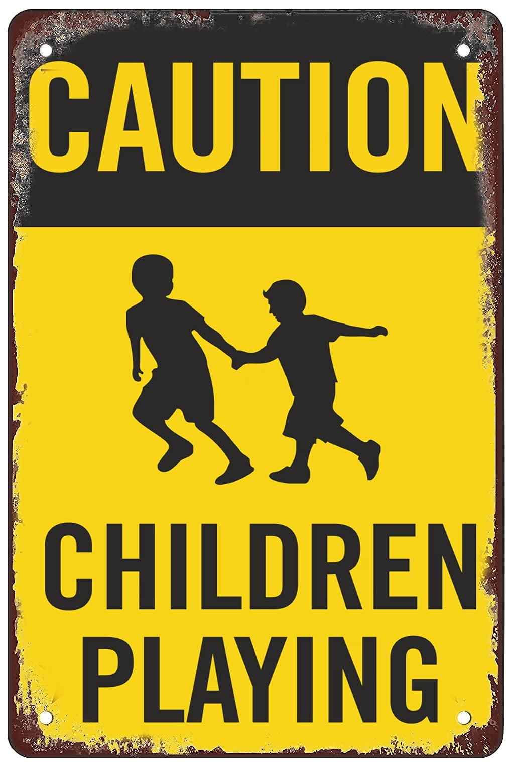 Retro Funny Metal Sign Sheet Signs Tin Sign, Children Playing Caution ...