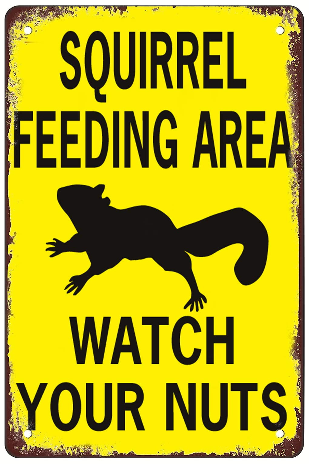 Retro Funny Metal Sign Sheet Signs Tin Sign,Squirrel Feeding Area Watch ...