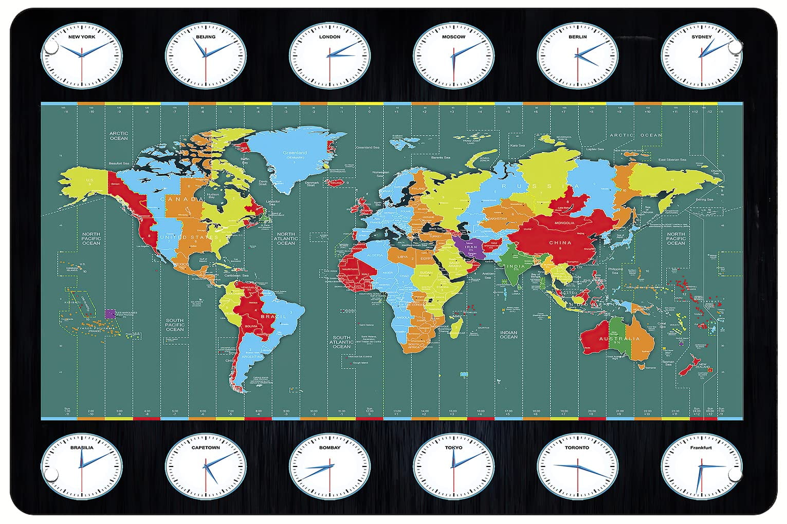 Retro Funny Metal Sign Sheet Signs Tin Sign, world time zone map ...