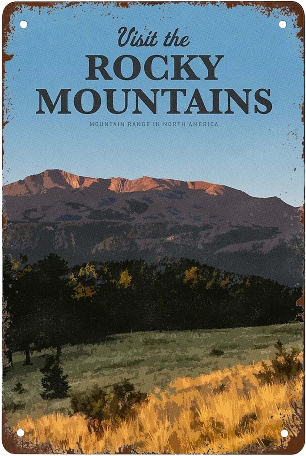 Retro Funny Metal Tin Sign Visit Rocky Mountains Wall Art Man Cave ...