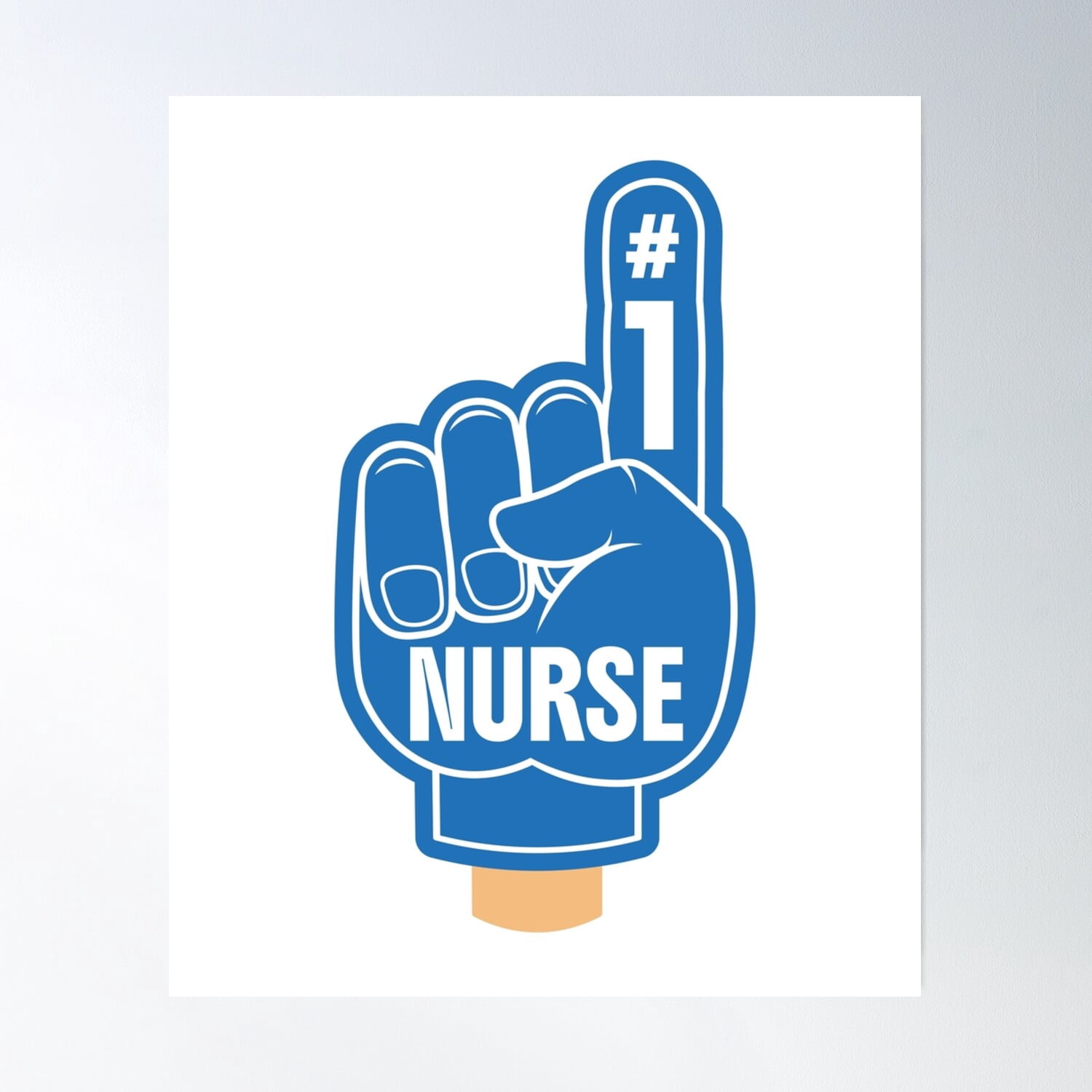 Retro Funny Nurse Number One Blue Foam Finger Poster Wall Art, Modern ...