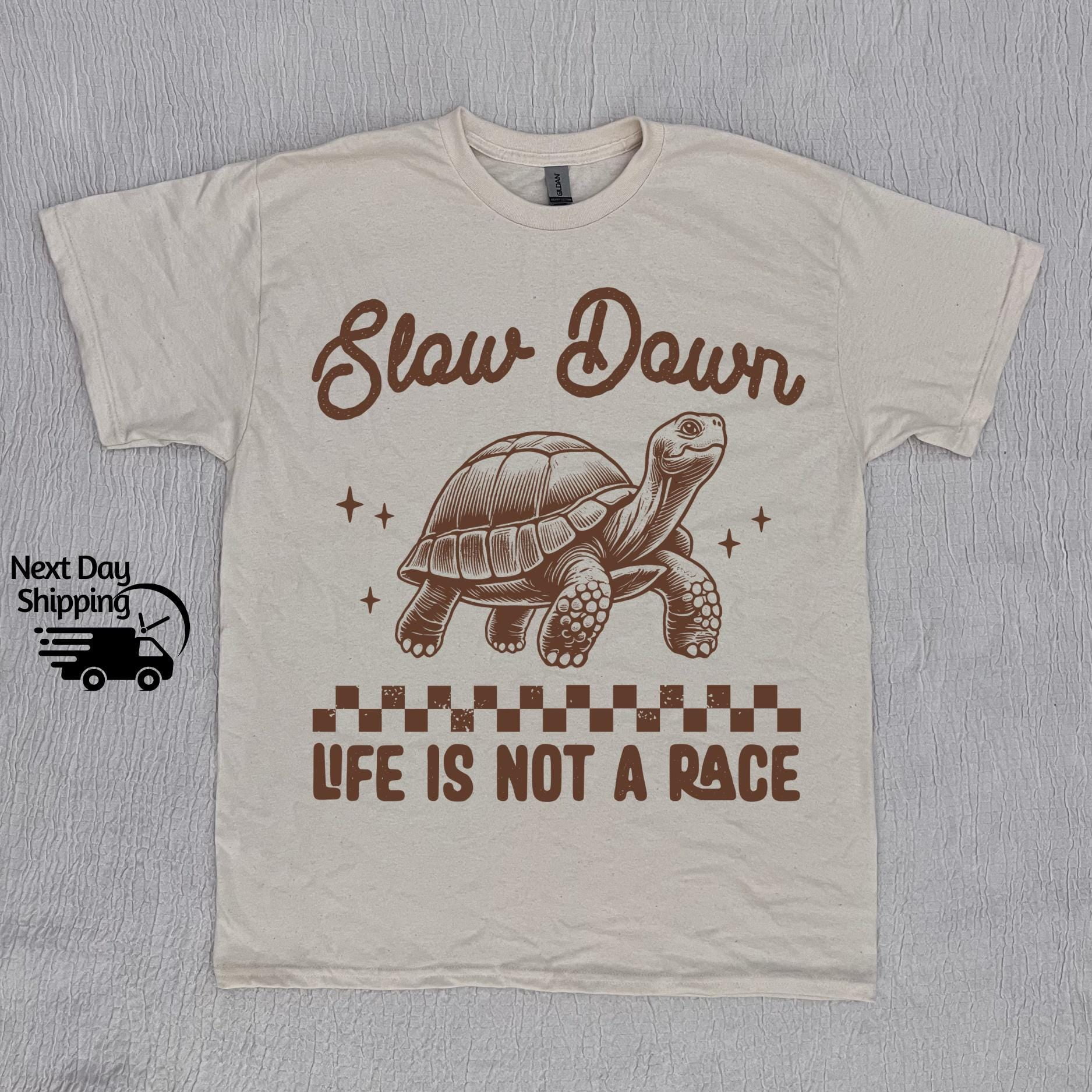 Retro Funny Sarcastic Turtle 90s Graphic Shirt, Slow Down Life Is Not A ...