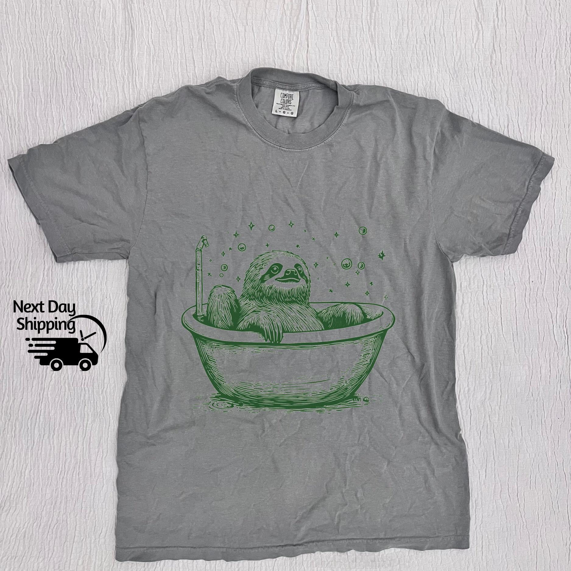 Retro Funny Sloth in a Bathtub Sparkles and Bubbles 90s Graphic Shirt ...