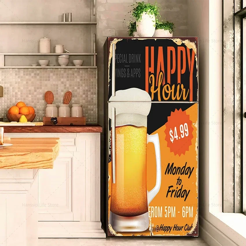 Retro Furit Fridge Door Sticker Waterproof PVC Lemon Banana ...
