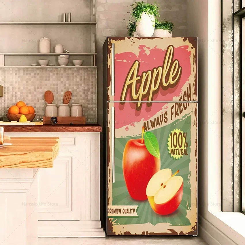 Retro Furit Fridge Door Sticker Waterproof PVC Lemon Banana ...