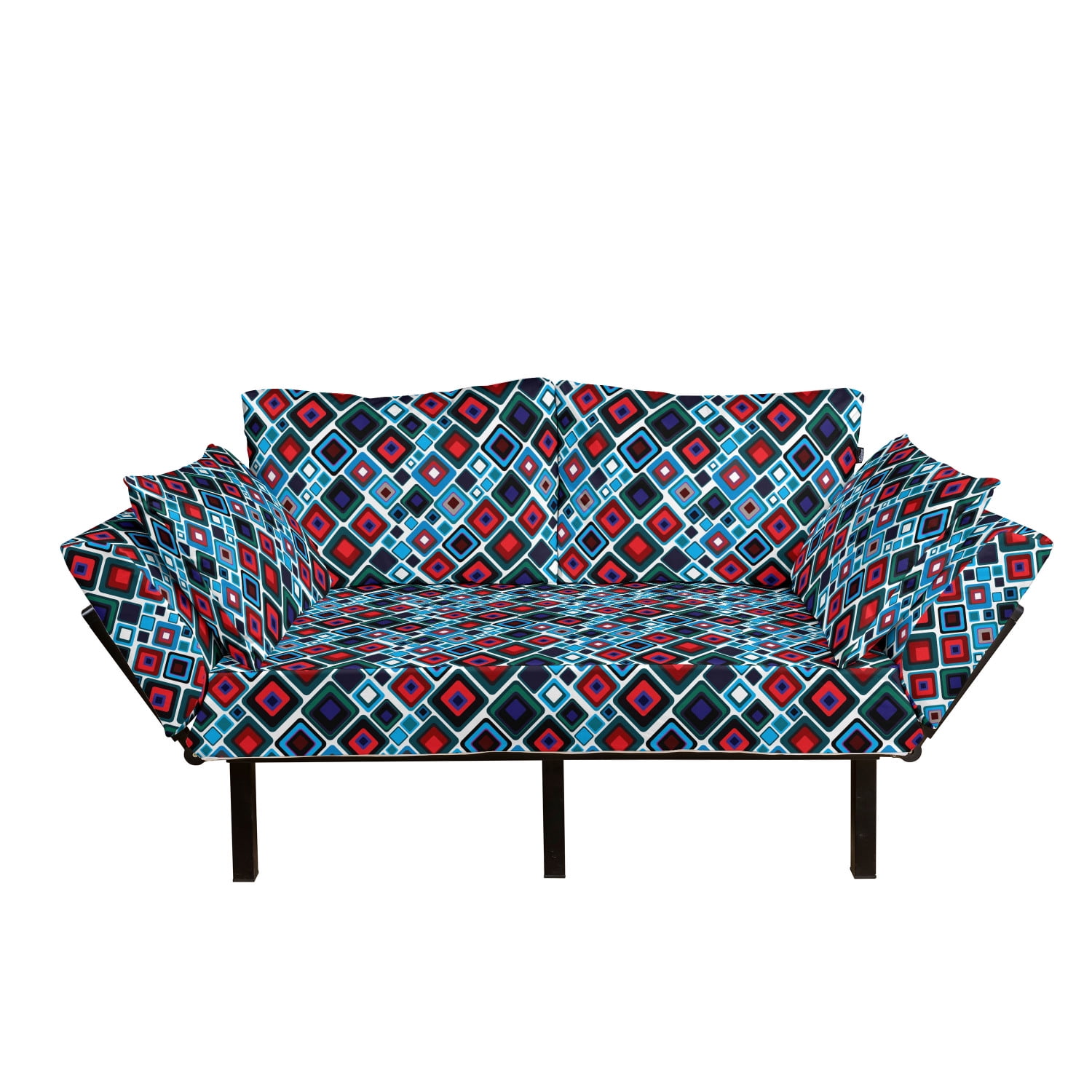 Retro Futon Couch, Diagonal Squares of Different Sizes with Rounded ...