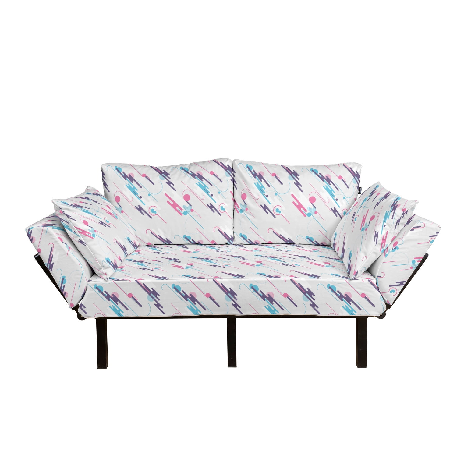 Retro Futon Couch, Eighties Style Abstract Futuristic Shapes ...