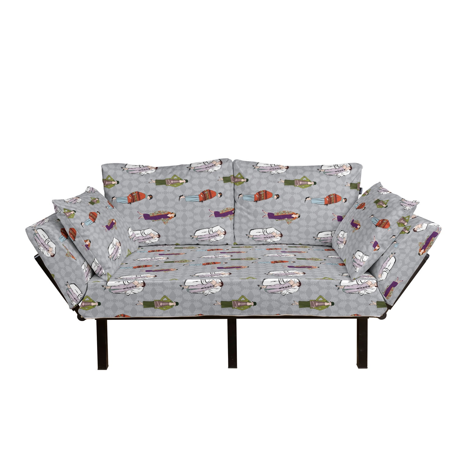 Retro Futon Couch, Flapper Girls 20s Style Pattern Retro Women's ...